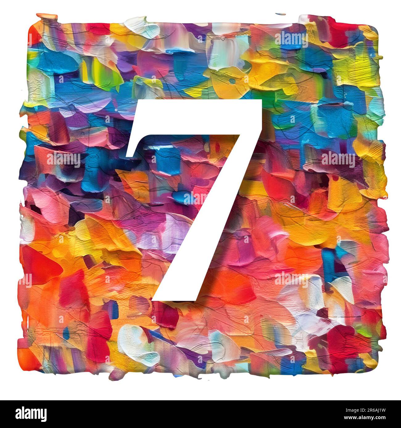 white number on multicolored background made of painting, 3d rendering ...
