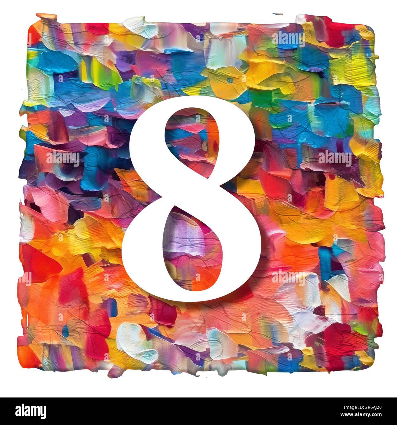 white number on multicolored background made of painting, 3d rendering ...