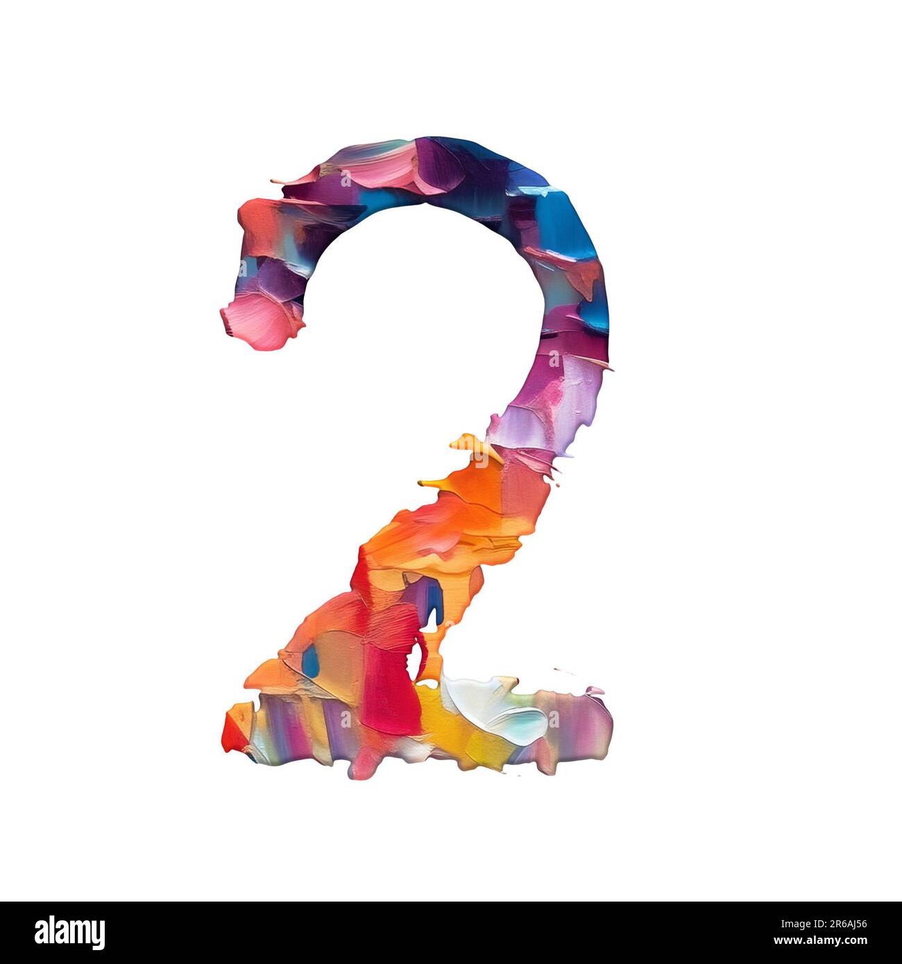 numbers made of palette knife oil paints, white background, 3d ...