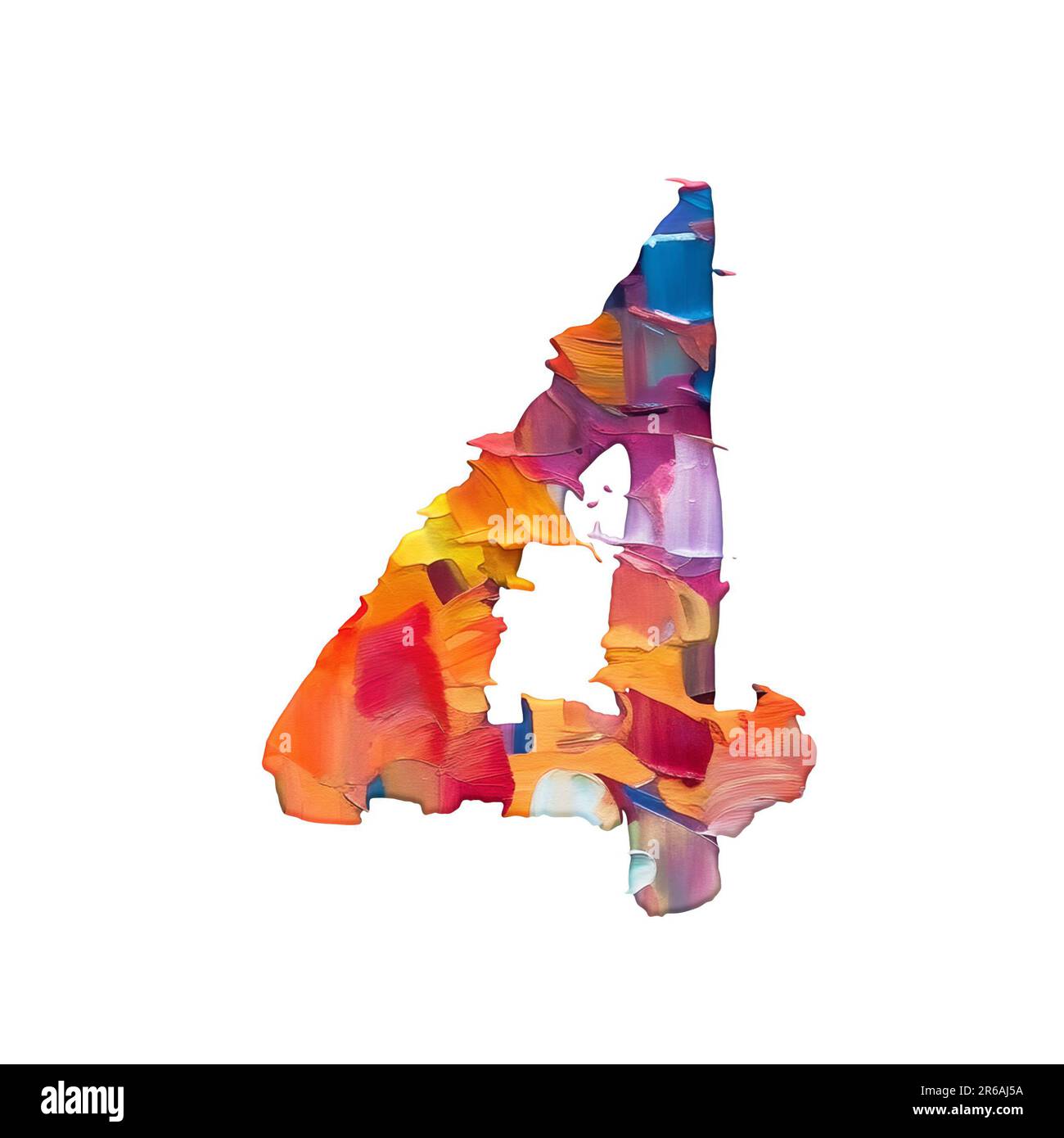 numbers made of palette knife oil paints, white background, 3d ...