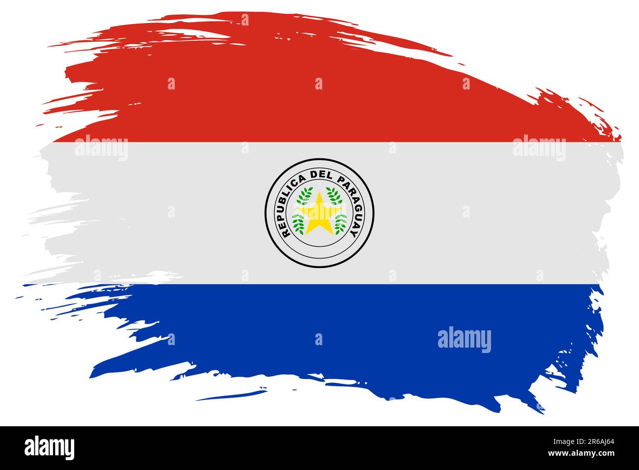 Paraguay brush stroke flag vector background. Hand drawn grunge style ...