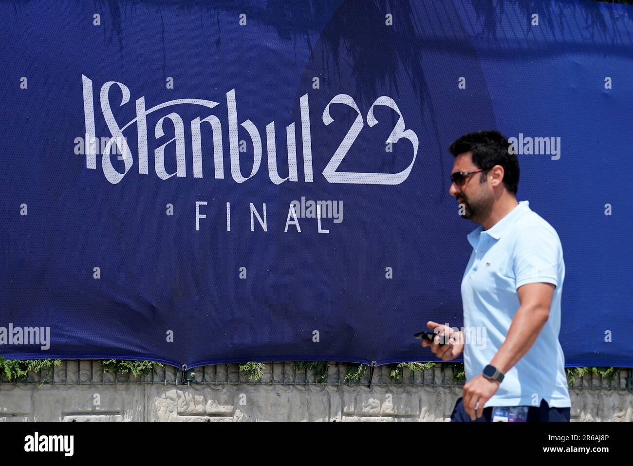 Istanbul 23 Final branding at the Ataturk Olympic Stadium in Istanbul ...