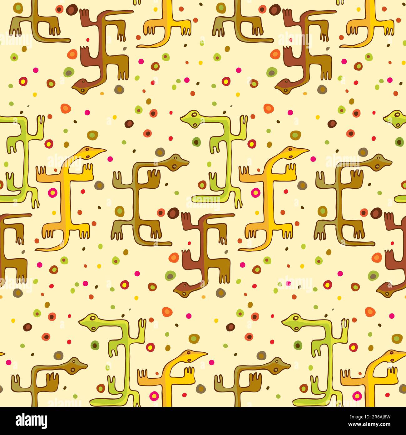 Dogon style lizards on a seamless wallpaper pattern Stock Vector Image ...