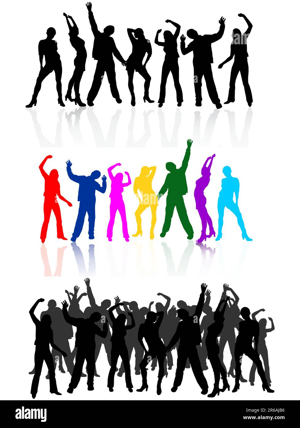 vector eps 10 illustration from different groups of dancing people ...