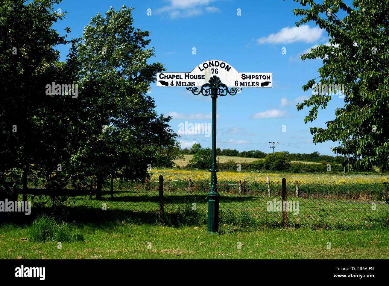 Road sign in Long Compton village, Warwickshire, England, UK Stock ...
