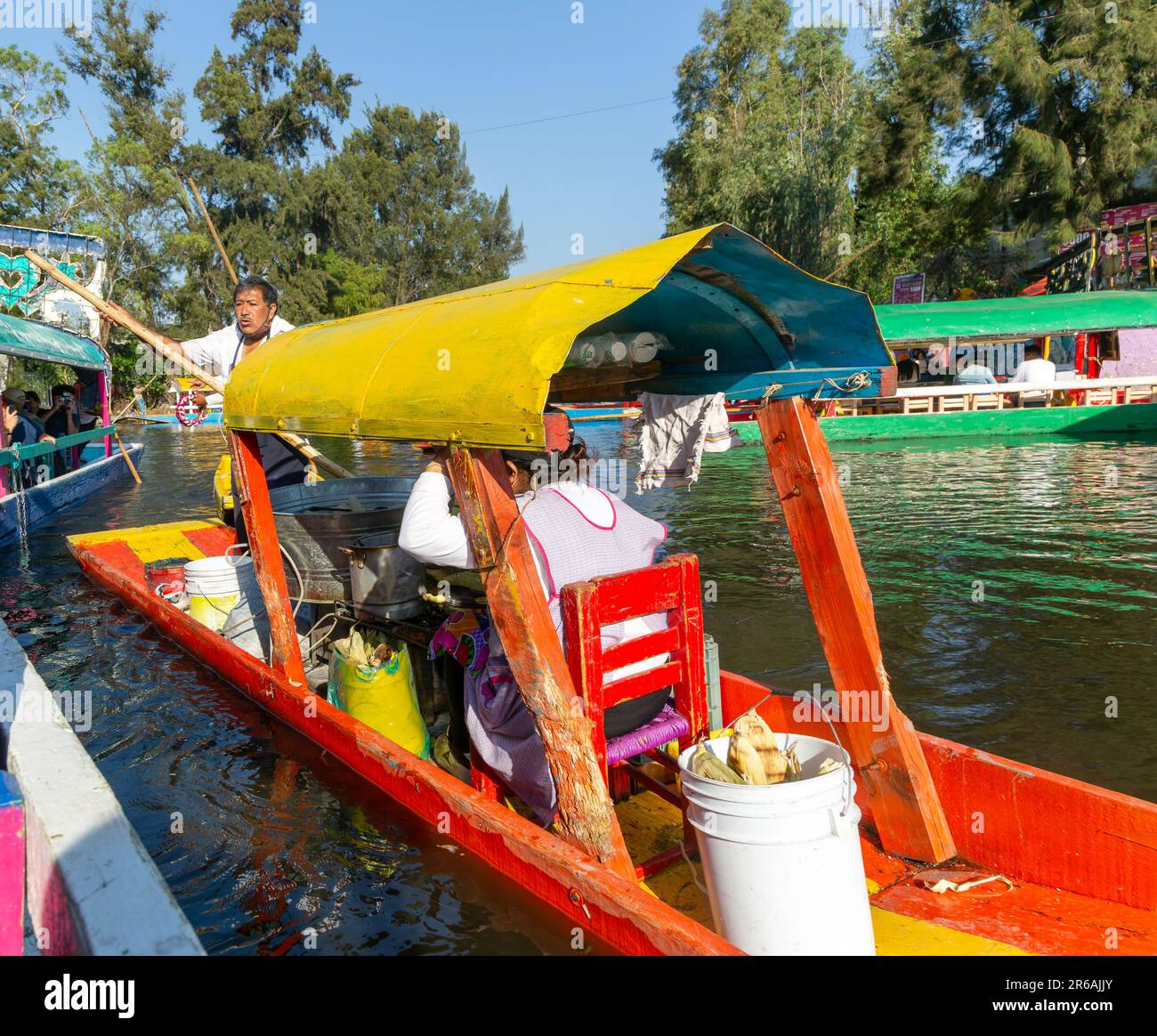 Popular tourist attraction boating Xochimiloco, Mexico City, Mexico ...