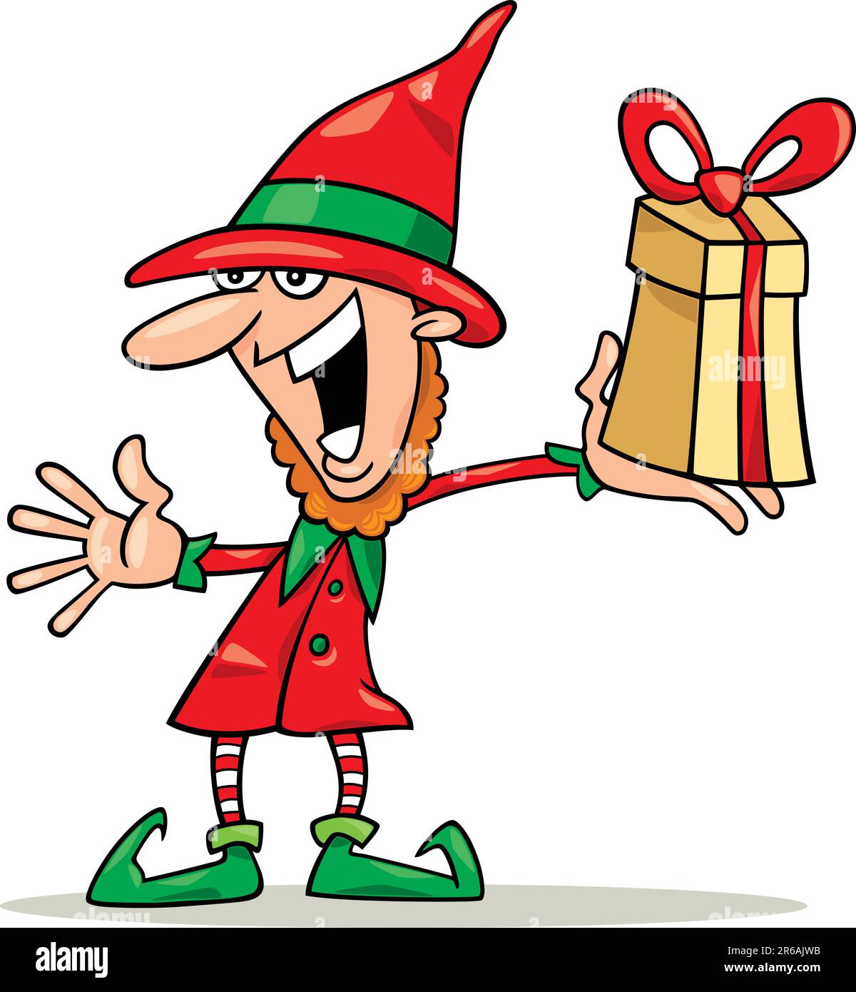 illustration of christmas elf with special gift Stock Vector Image ...