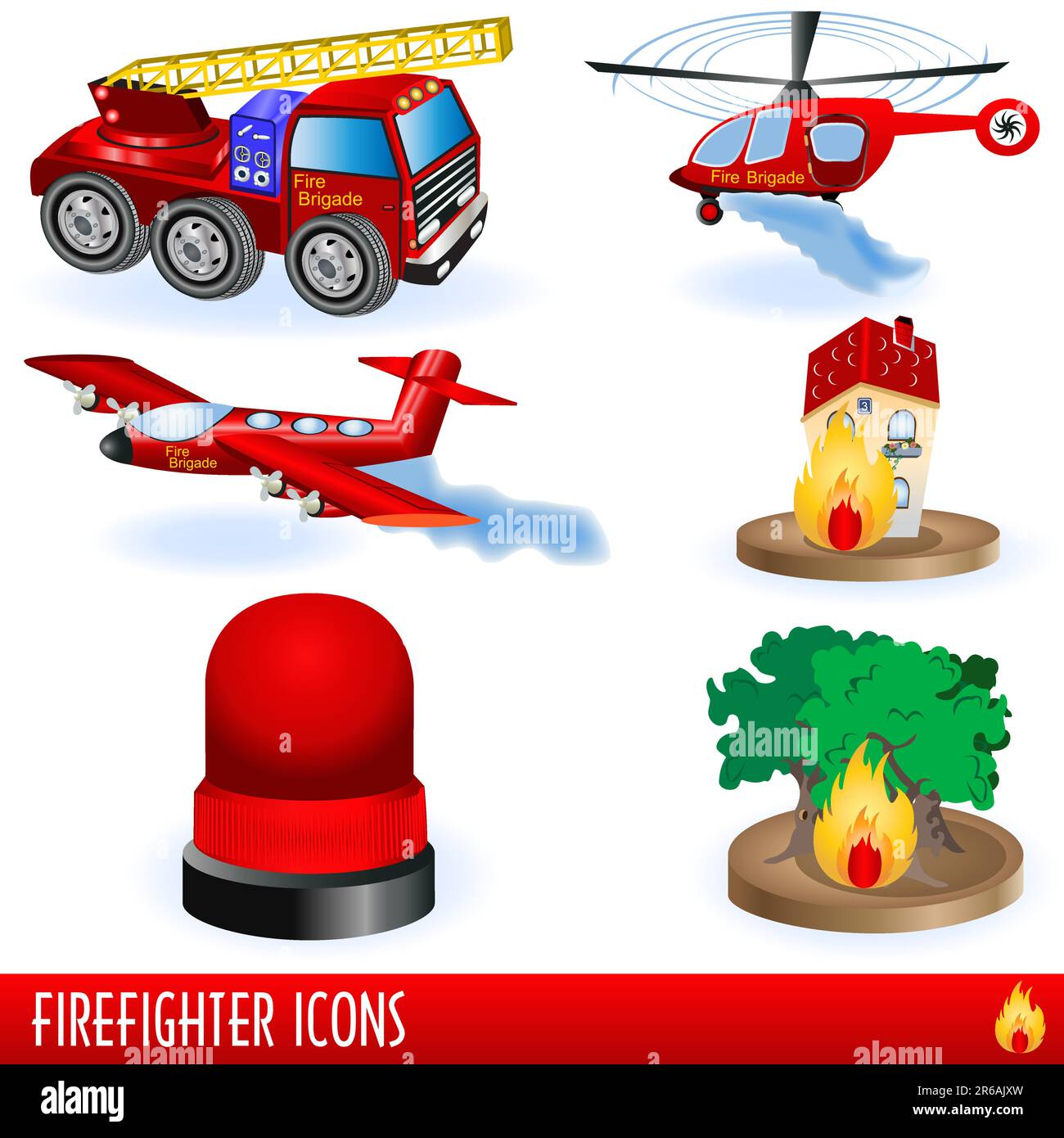 Vector collection of different Firefighter icons Stock Vector Image ...