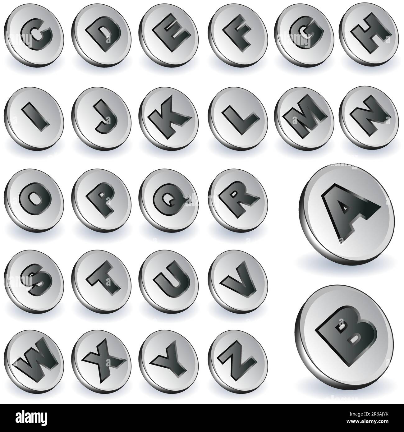 Illustration of English alphabet stick on grey buttons Stock Vector ...