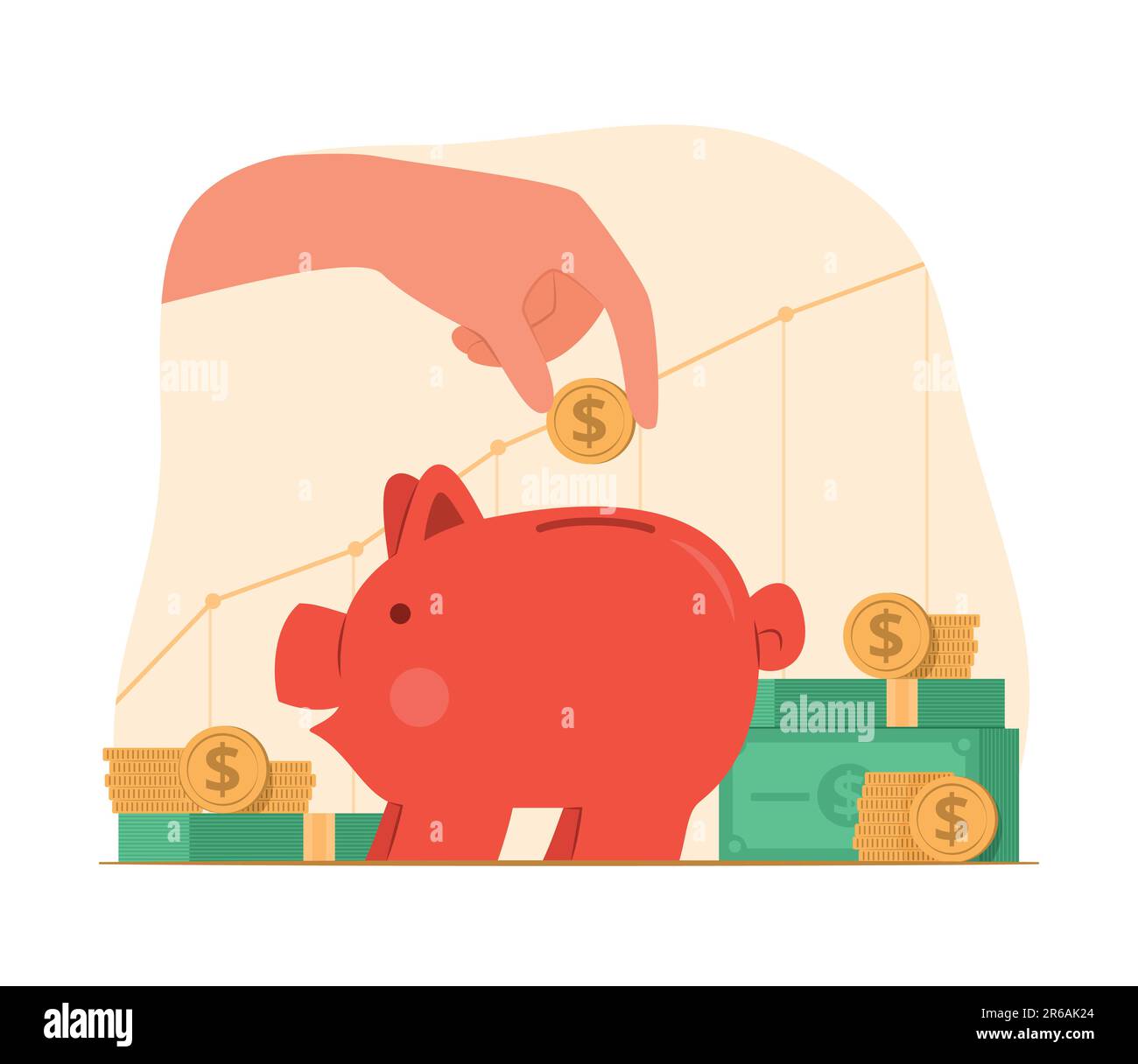 Hand Holding Coin for Saving Money with Piggy Savings Pot Concept ...