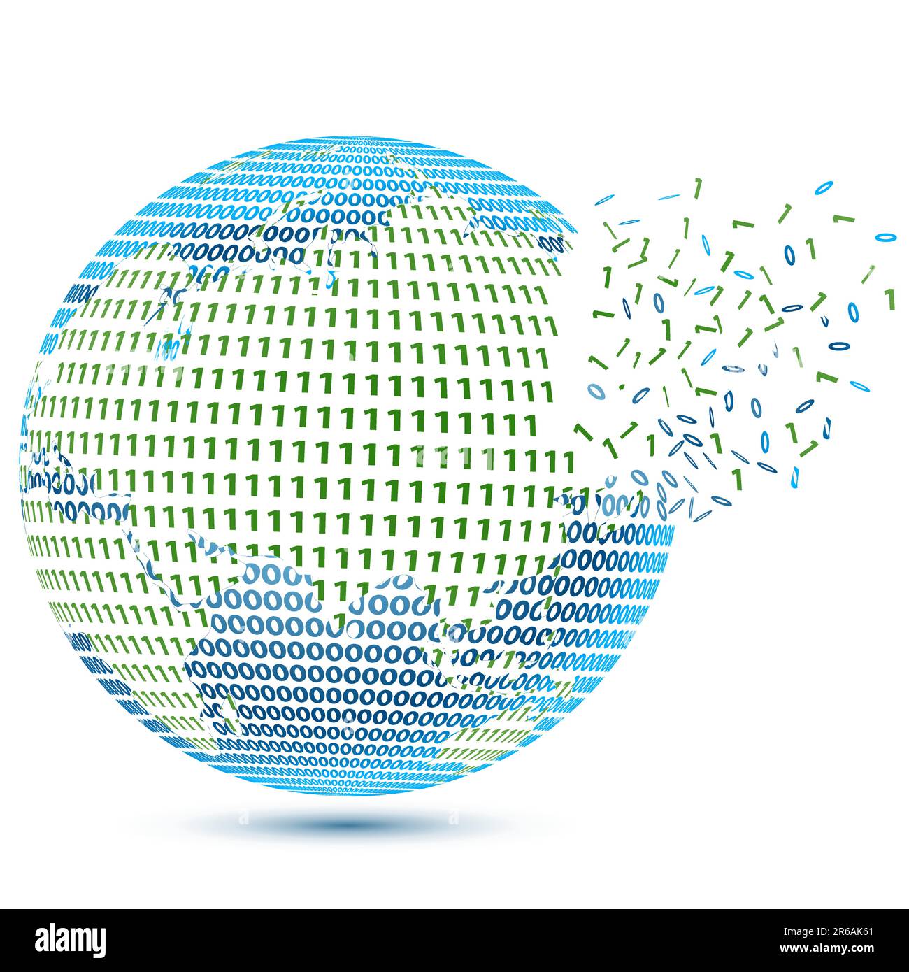 illustration of globe with binary number on white background Stock ...