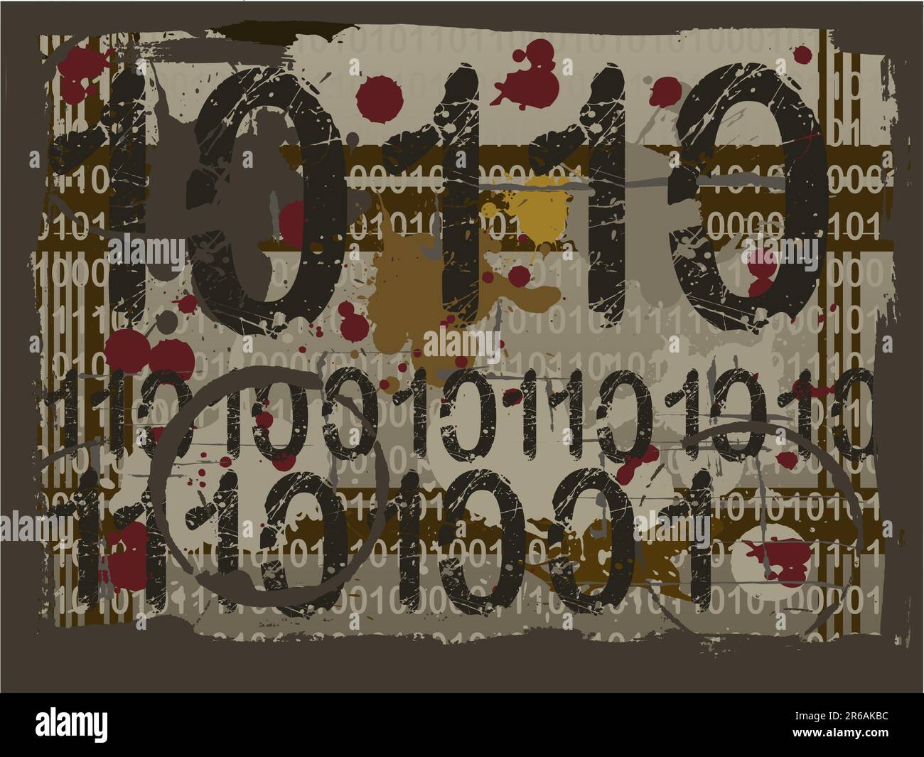 Binary Grunge Background with Acid Etched Numbers (Layered Vector Stock ...