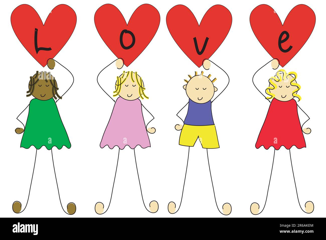 Group of four cartoon children Stock Vector Image & Art - Alamy