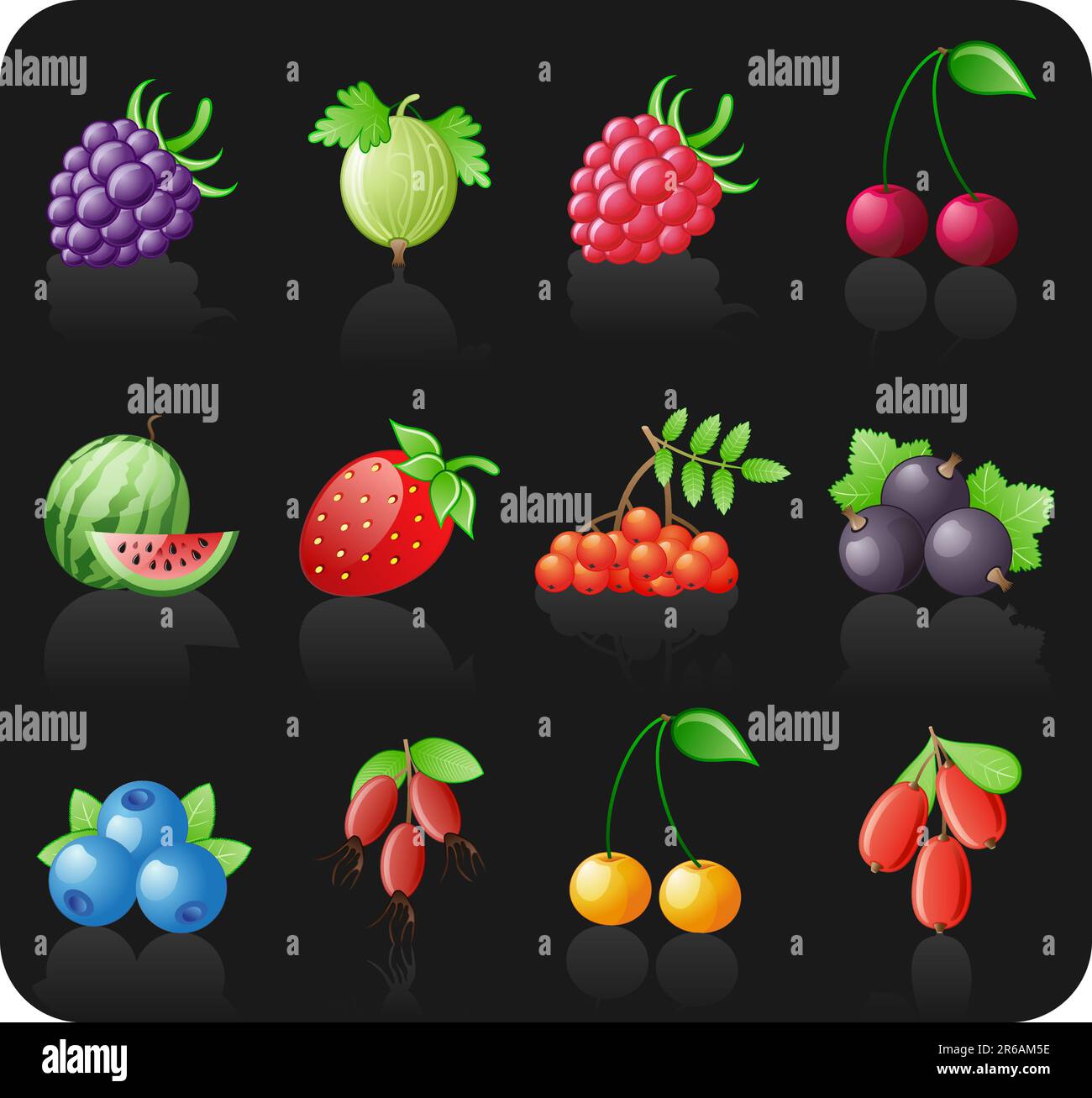 Berries black icon set Stock Vector Image & Art - Alamy