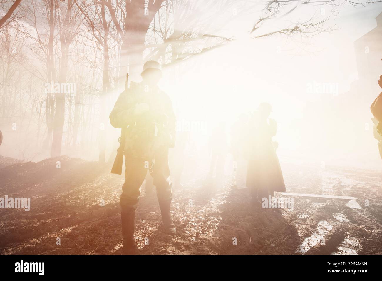 Dramatic Misty View On German Wehrmacht Infantry Soldier In World War ...