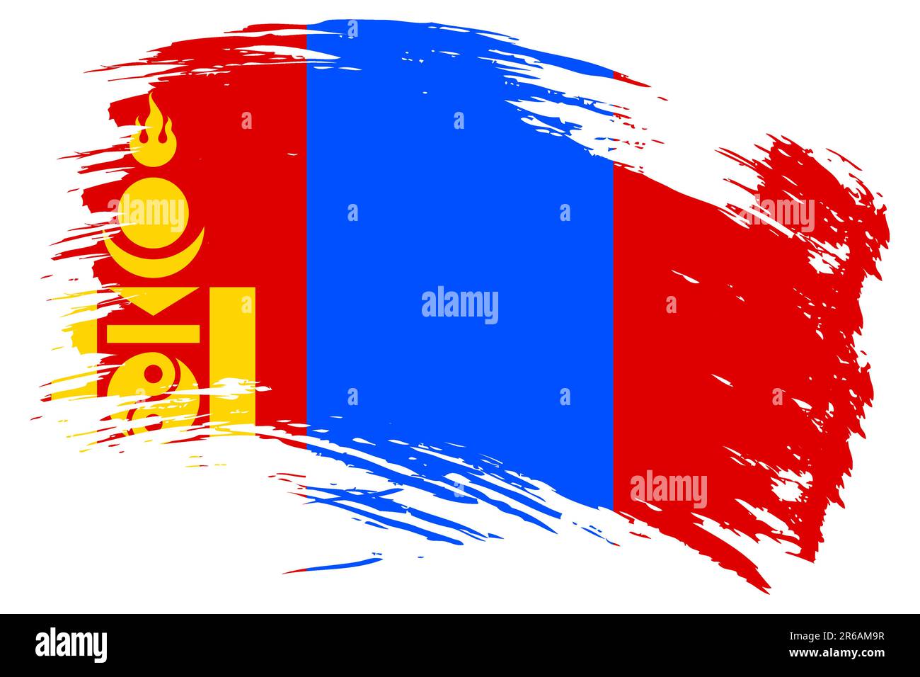 Mongolia brush stroke flag vector background. Hand drawn grunge style ...