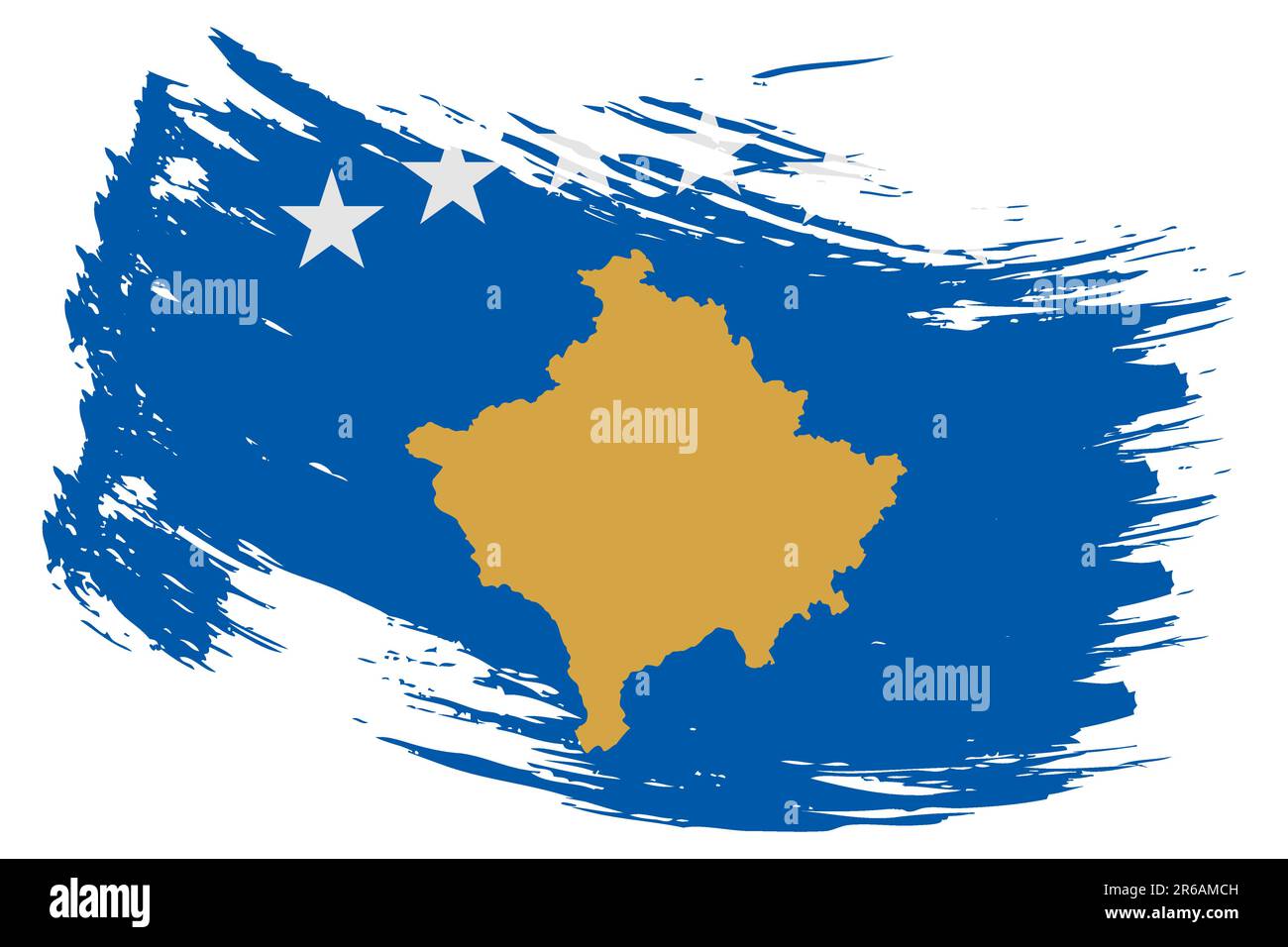 Kosovo brush stroke flag vector background. Hand drawn grunge style ...