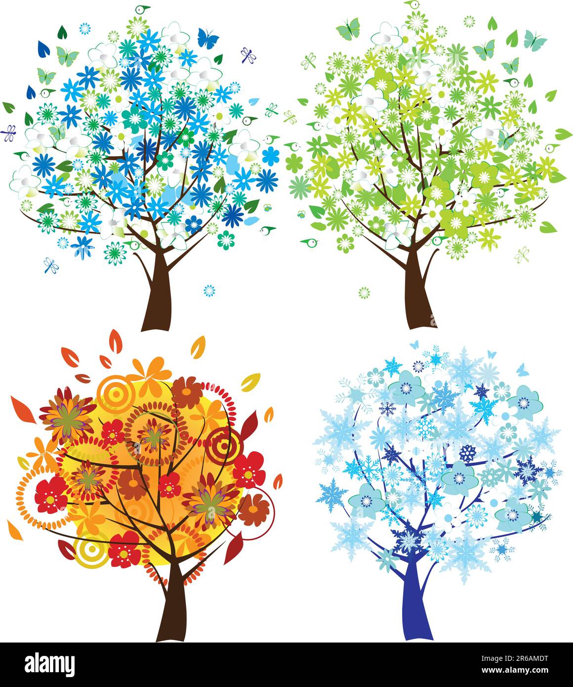 vector illustration of four different season trees Stock Vector Image ...