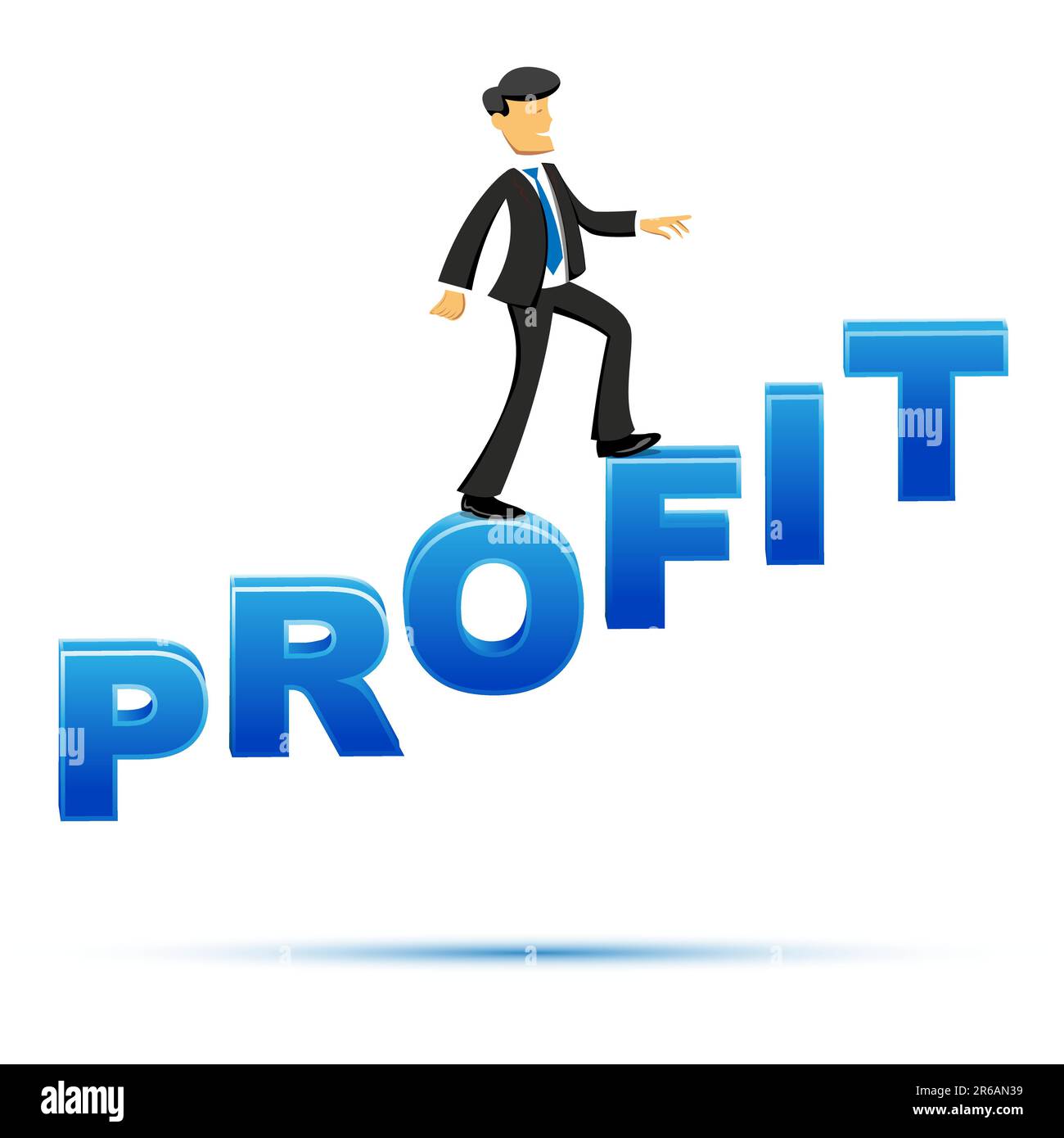illustration of business man with profit text on white background Stock ...
