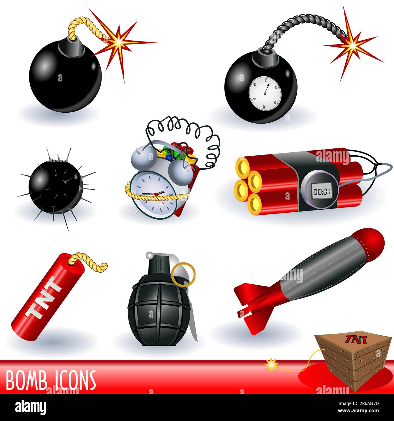 A collection of bomb icons, color illustration isolated on white background Stock Vector Image ...