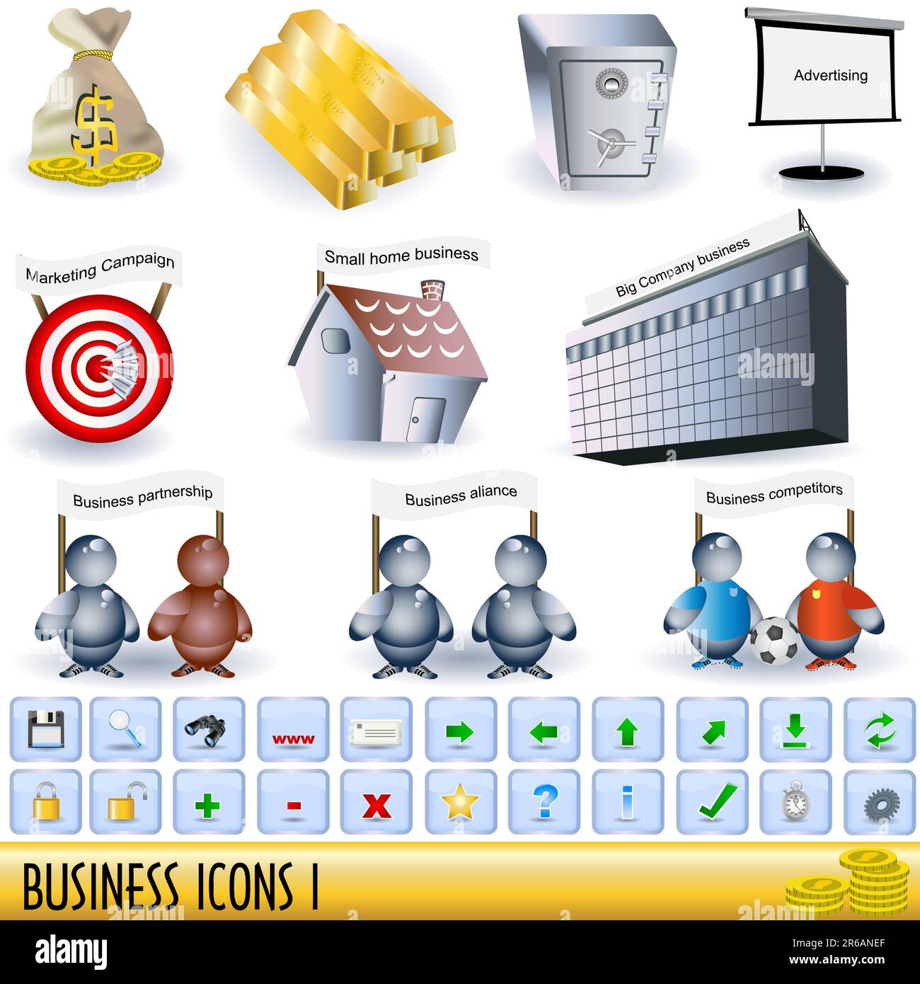 Set of business icons, along with appropriate buttons - part 1 Stock ...