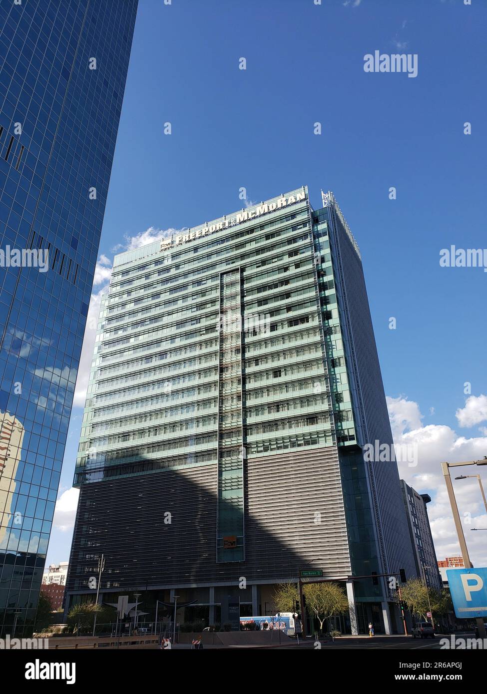The downtown Phoenix, Arizona with various office buildings and ...