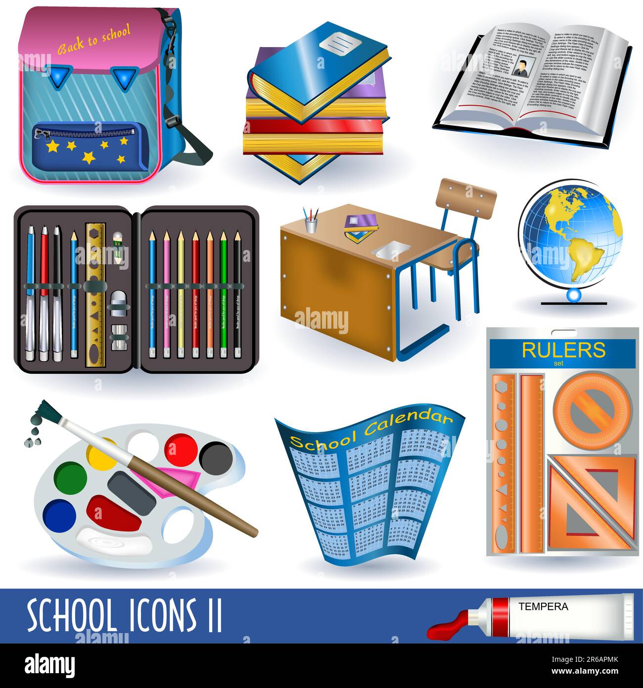Collection of ten color school icons, part two Stock Vector Image & Art ...