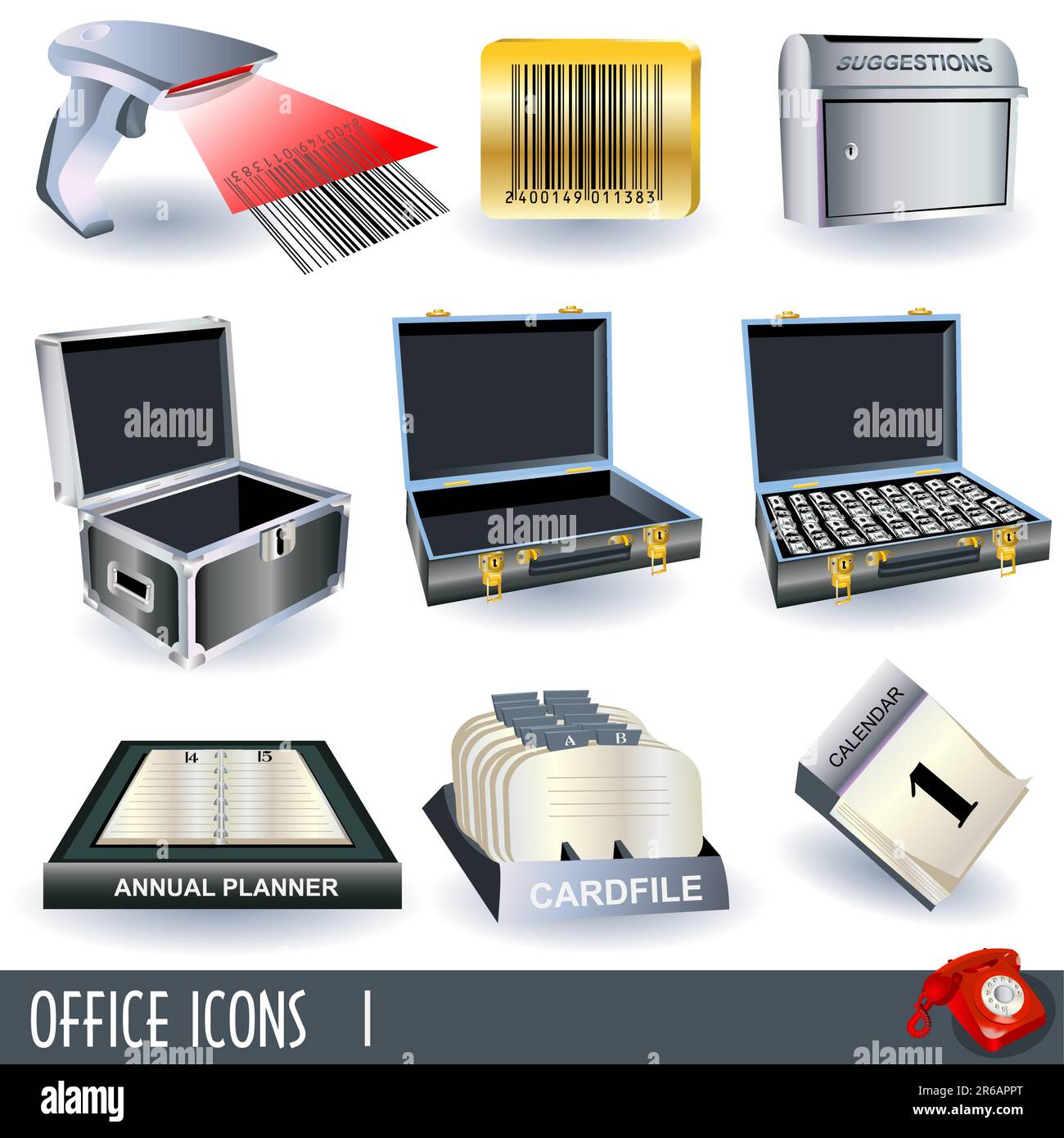 Set of variety color office icons over white background Stock Vector ...