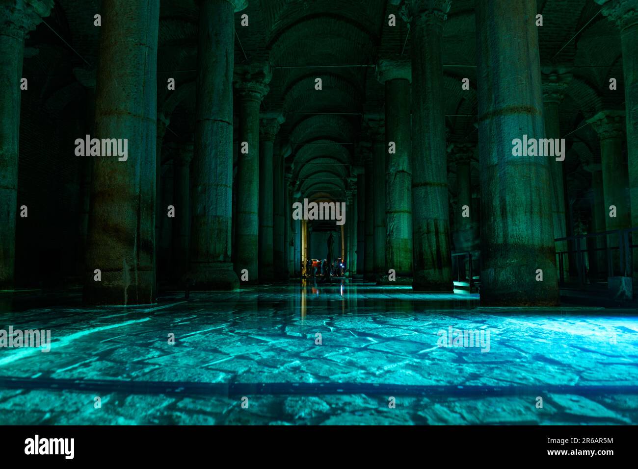 The interior of the famous Cistern Basilica is seen from the inside ...