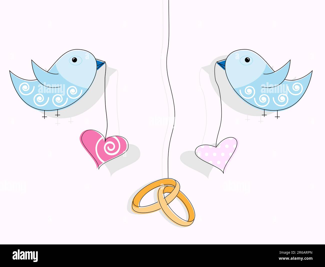 Vector pattern for wedding invitation. Wedding rings, hearts and blue ...