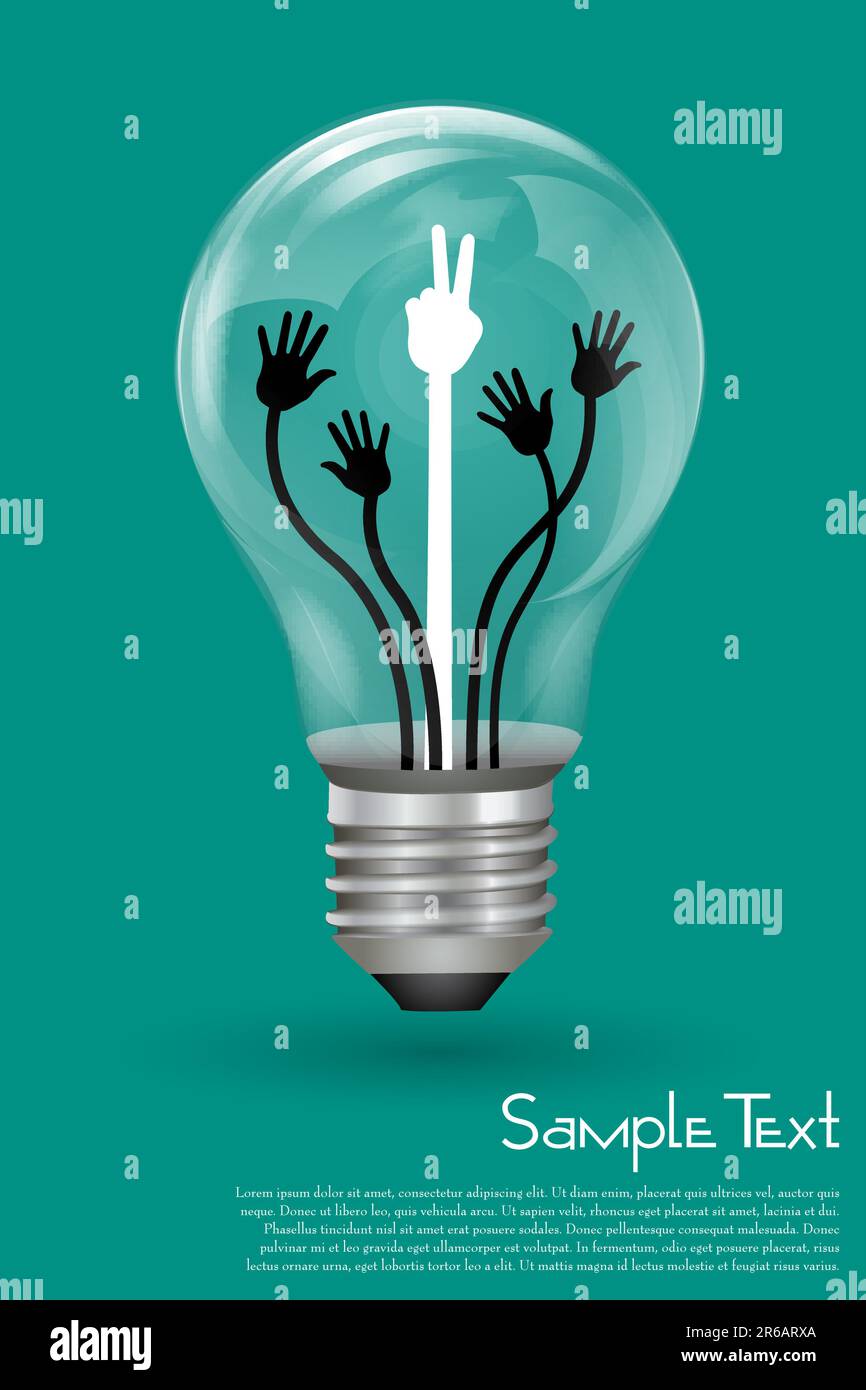 illustration of electronic bulb with victory sign Stock Vector Image ...