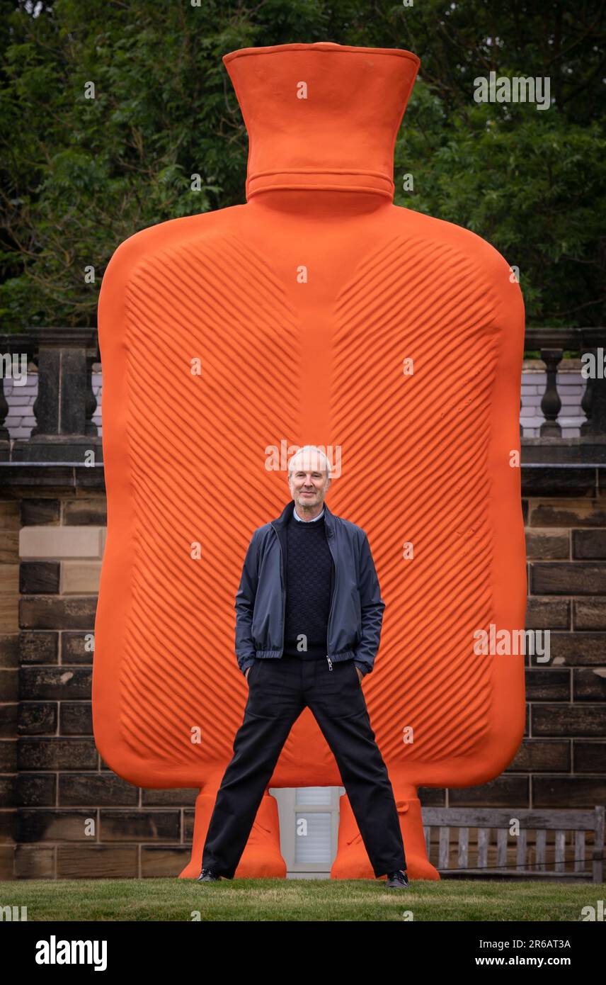 Austrian artist Erwin Wurm with his work Big Mutter, 2015, as he ...