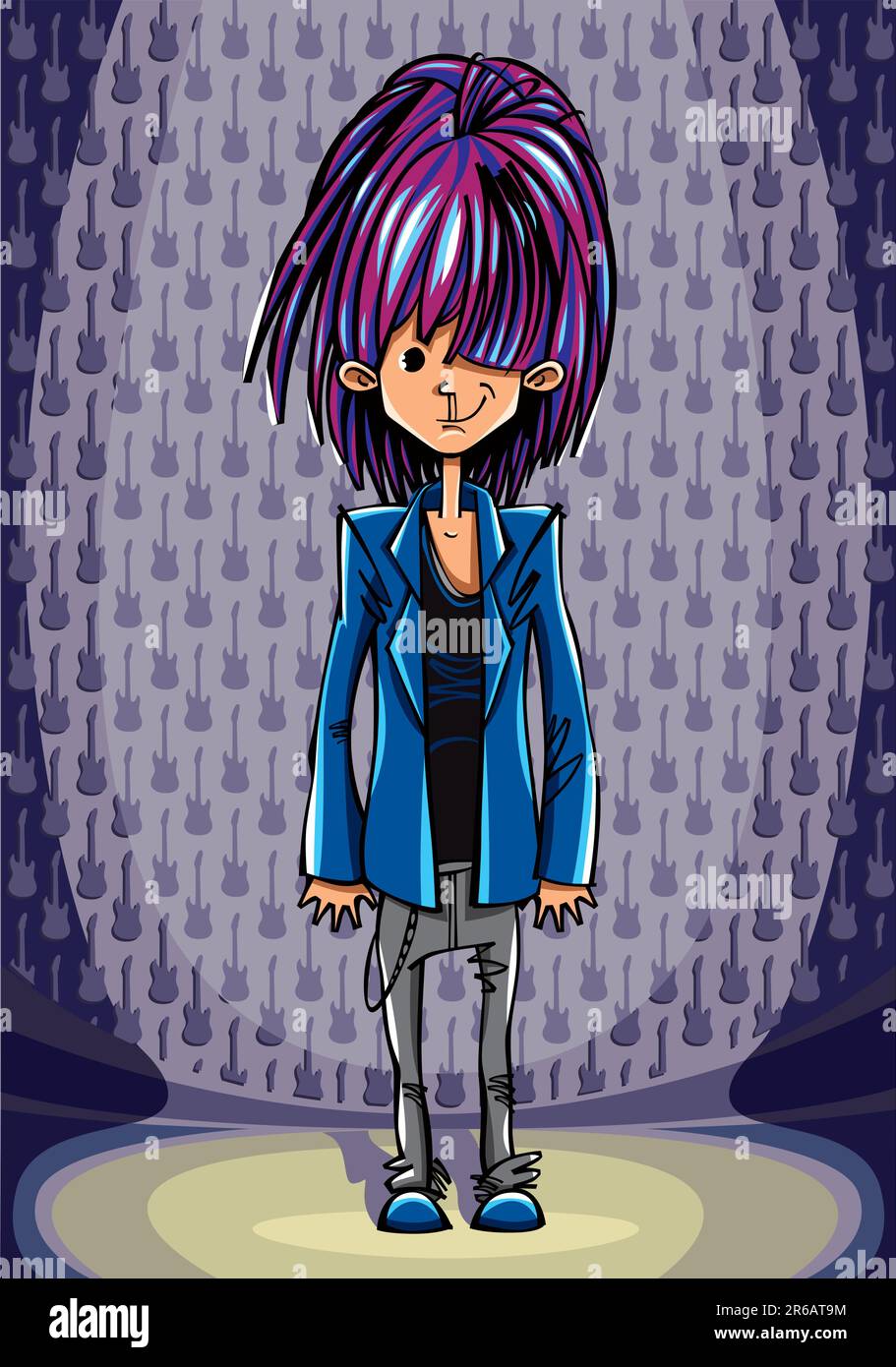 Rocker boy, vector stylized illustration, layered Stock Vector Image ...