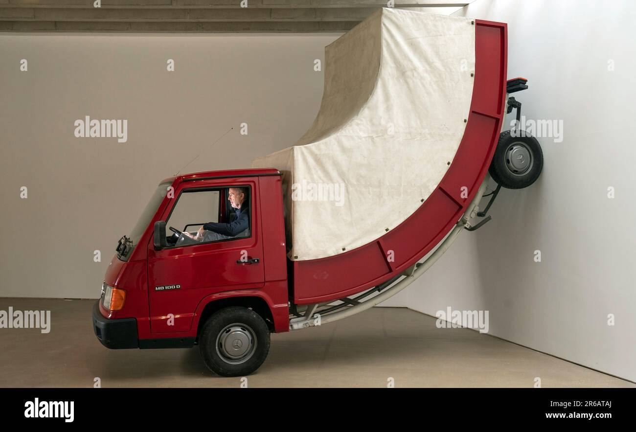 Austrian artist Erwin Wurm with his work Truck II, 2011, as he presents ...