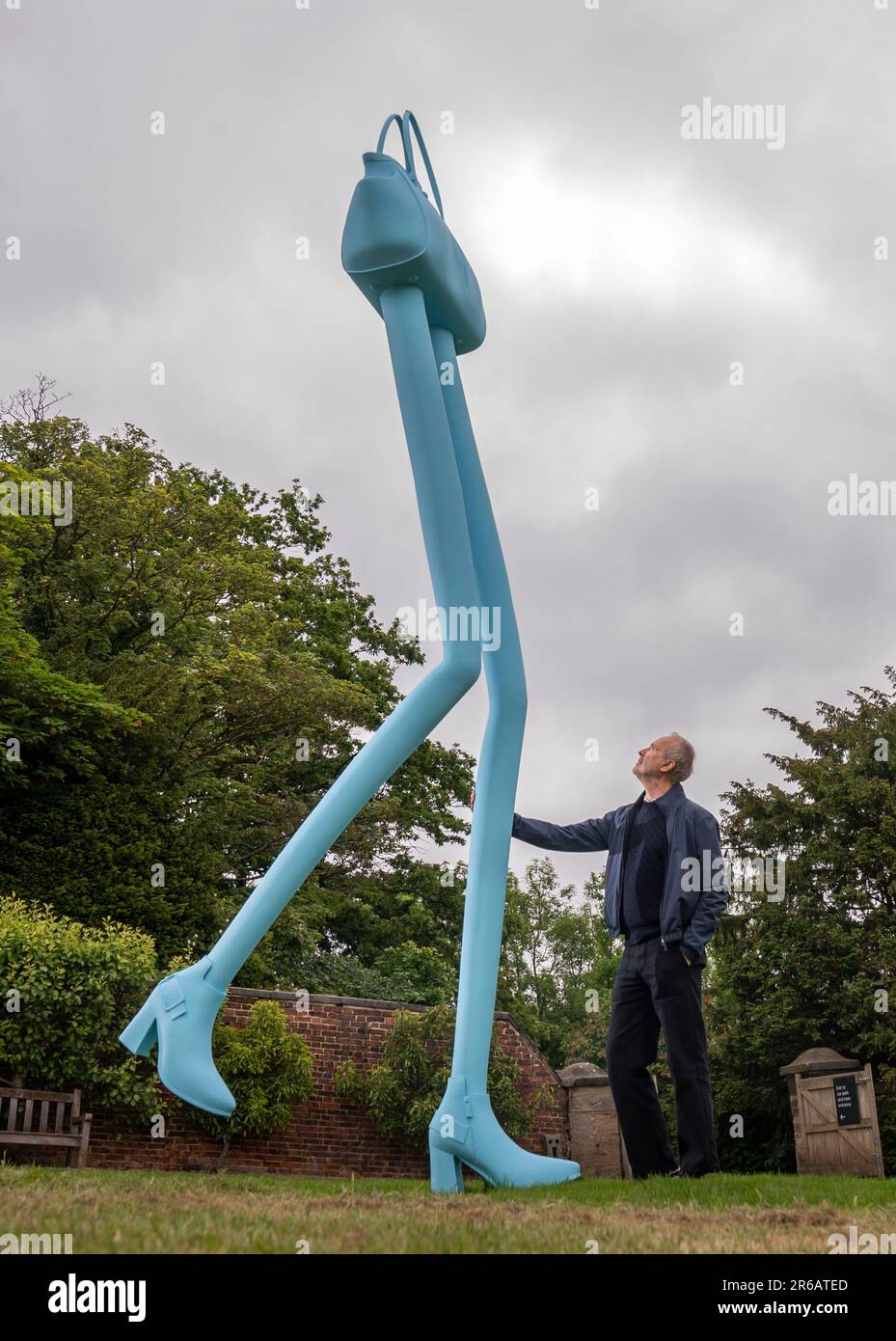 Austrian artist Erwin Wurm with his work Step (Big), 2021, as he ...