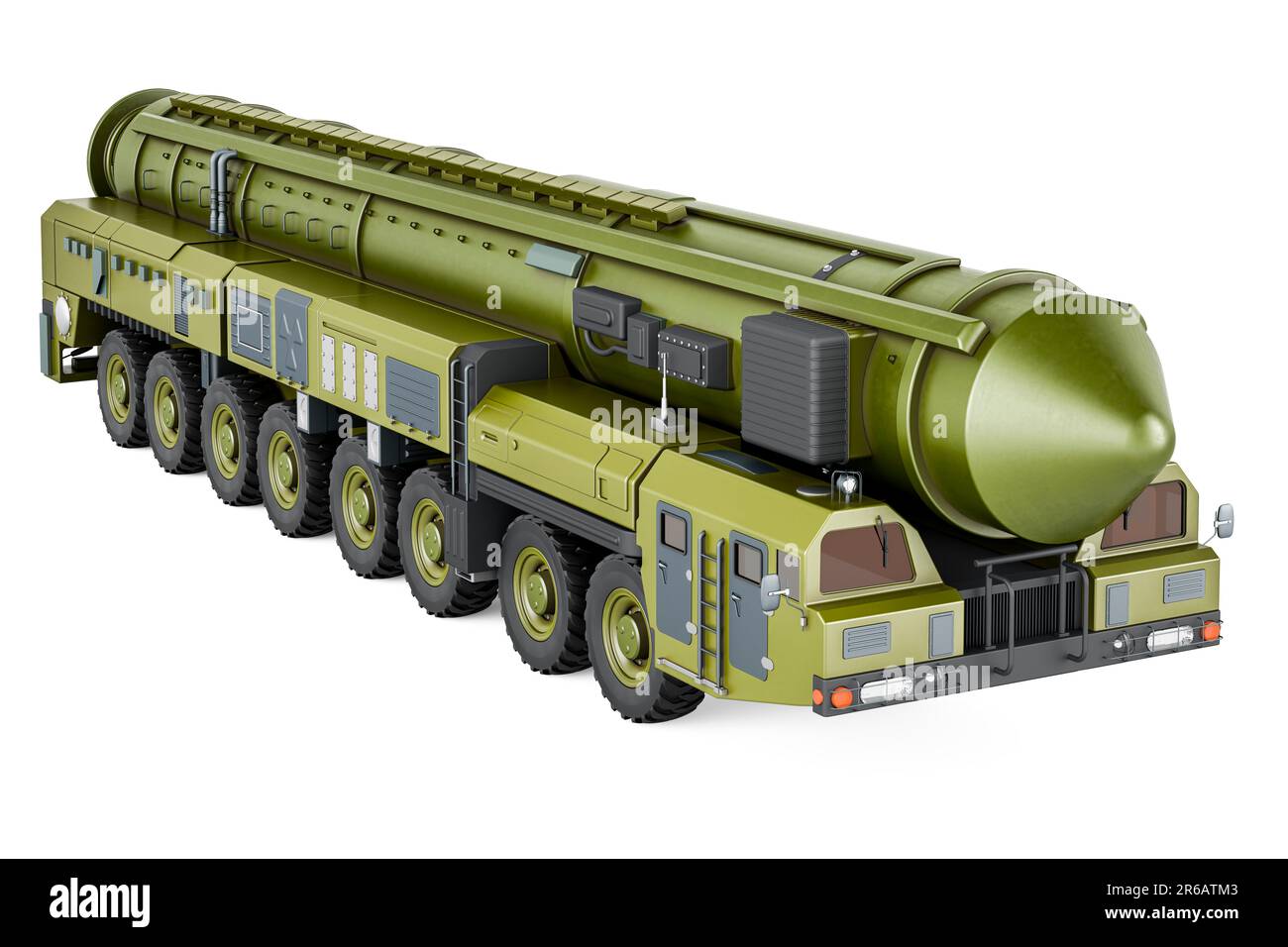 Scud missile, mobile short-range ballistic missile system, 3D rendering ...