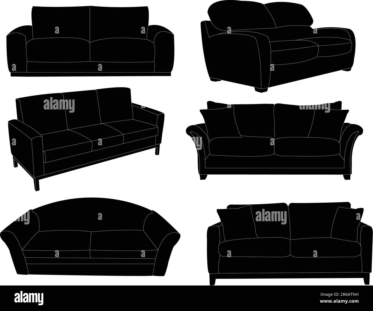 collection of sofa silhouettes - vector Stock Vector Image & Art - Alamy