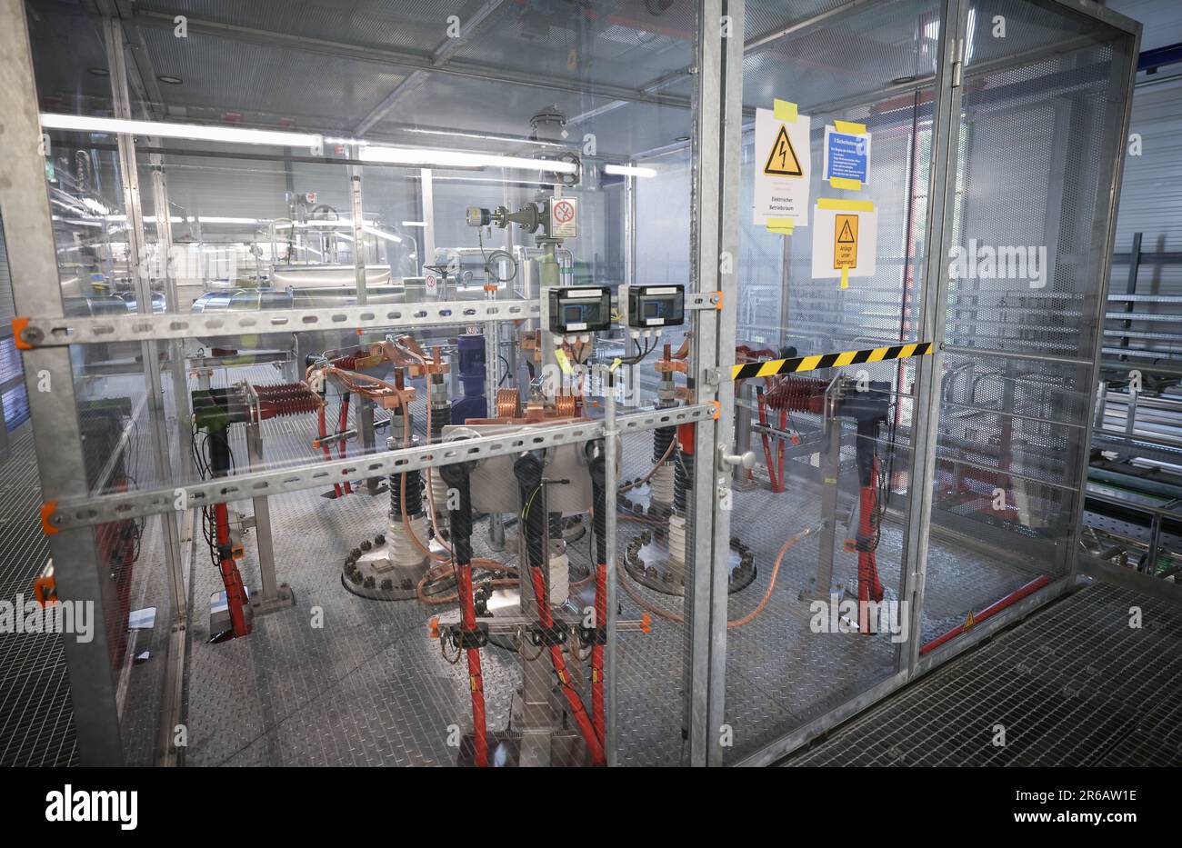 Wedel, Germany. 08th June, 2023. Six electrodes with their high-voltage ...