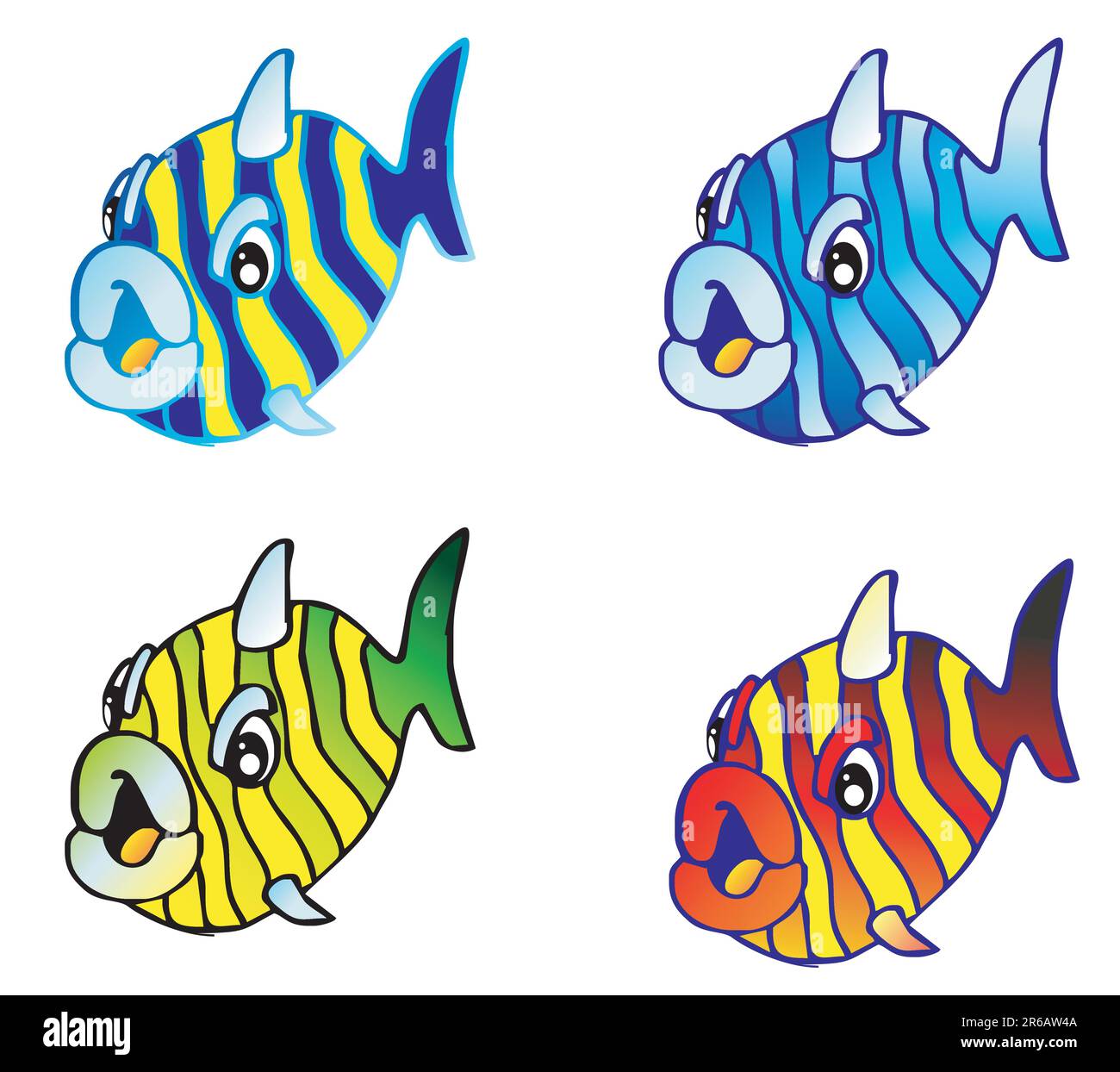 Cartoon cute fishes sea Cut Out Stock Images & Pictures - Alamy