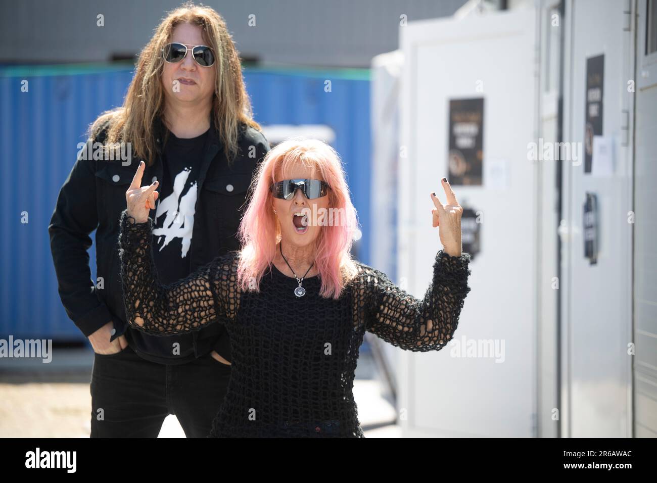 Guitarist and singer Lita Ford and her Swedish bassist Mårten Andersson ...