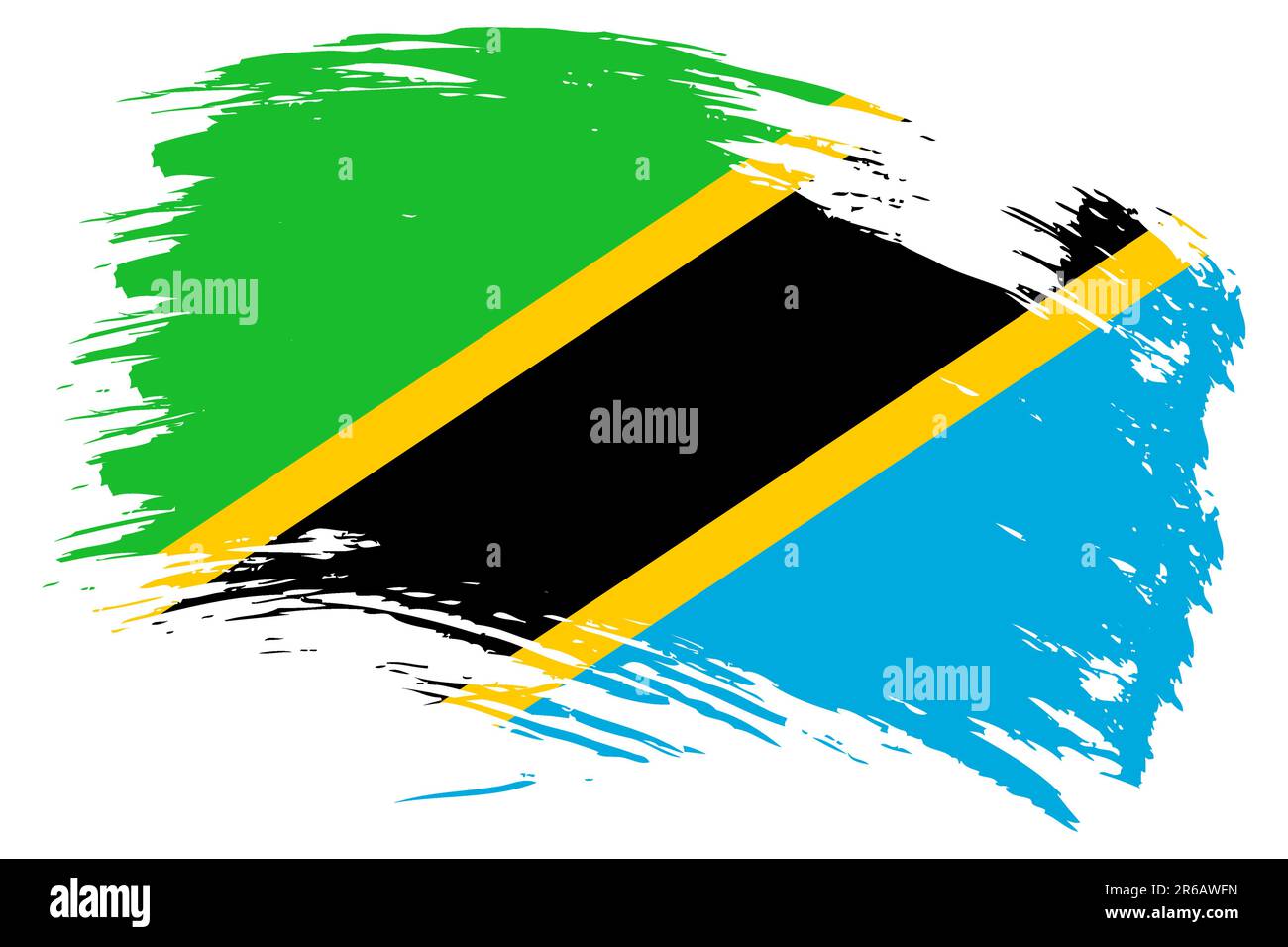 Tanzania brush stroke flag vector background. Hand drawn grunge style ...