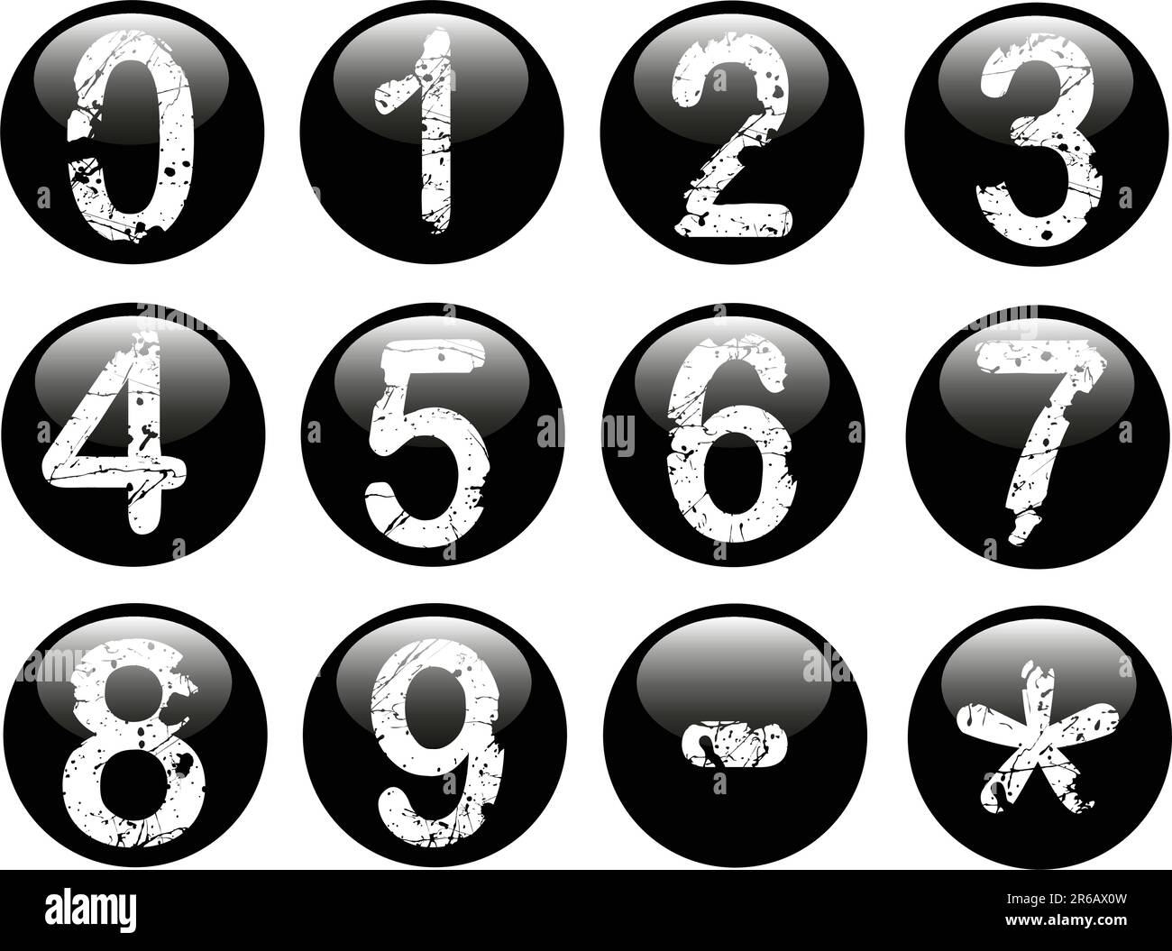 Black Web Buttons with Acid Etched White numbers on them from 0-9 Stock ...
