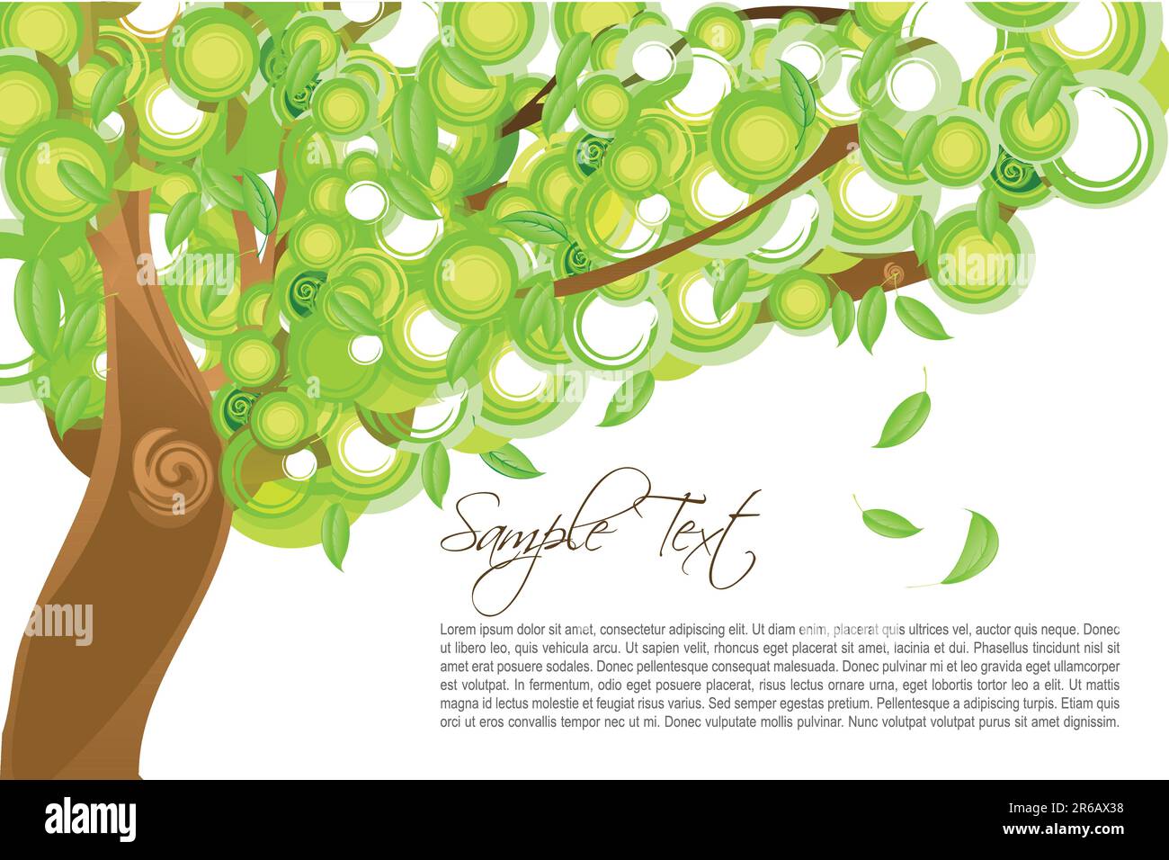 illustration of leaves falling from tree with sample text Stock Vector ...