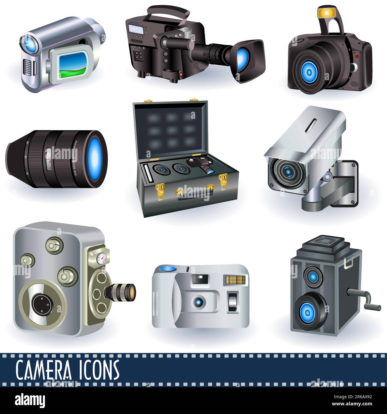 Vector illustration of nine different camera icons Stock Vector Image ...