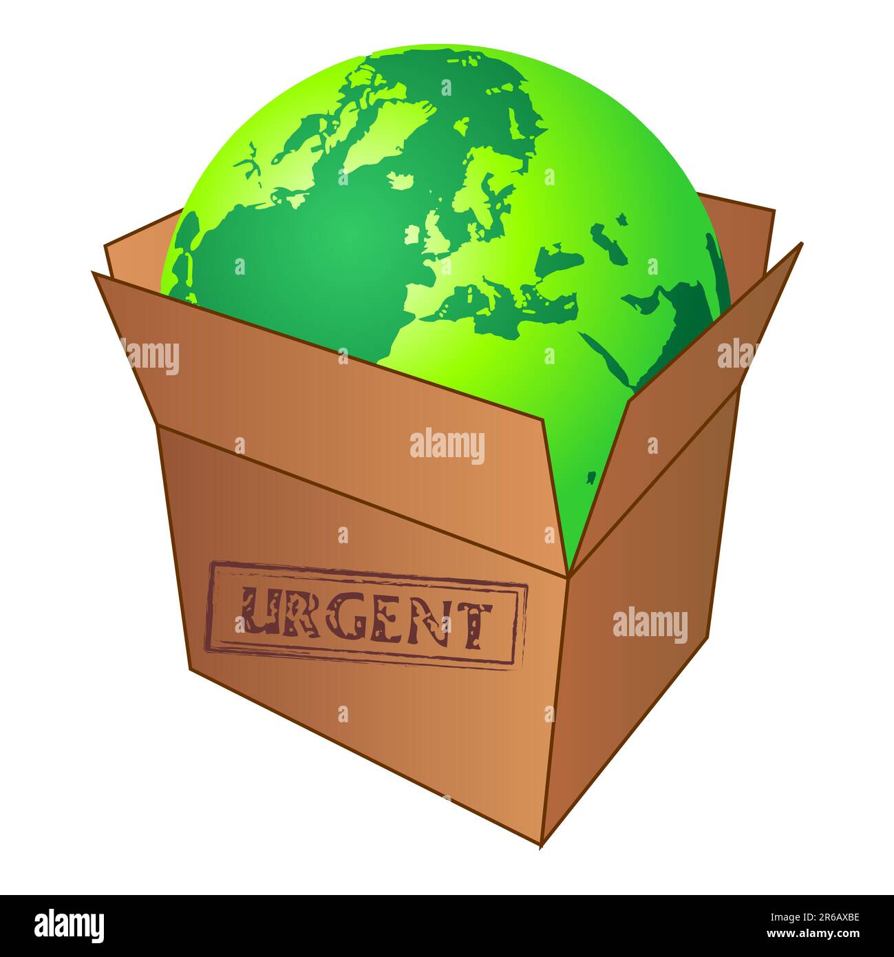 Terrestrial globe inside cardboard box over white Stock Vector Image ...