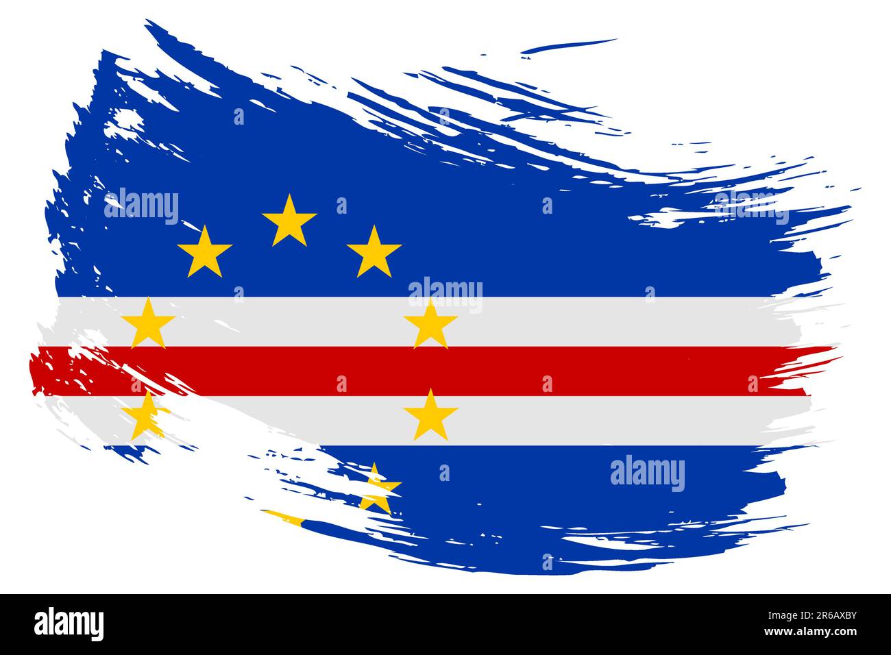 Cape Verde brush stroke flag vector background. Hand drawn grunge style ...