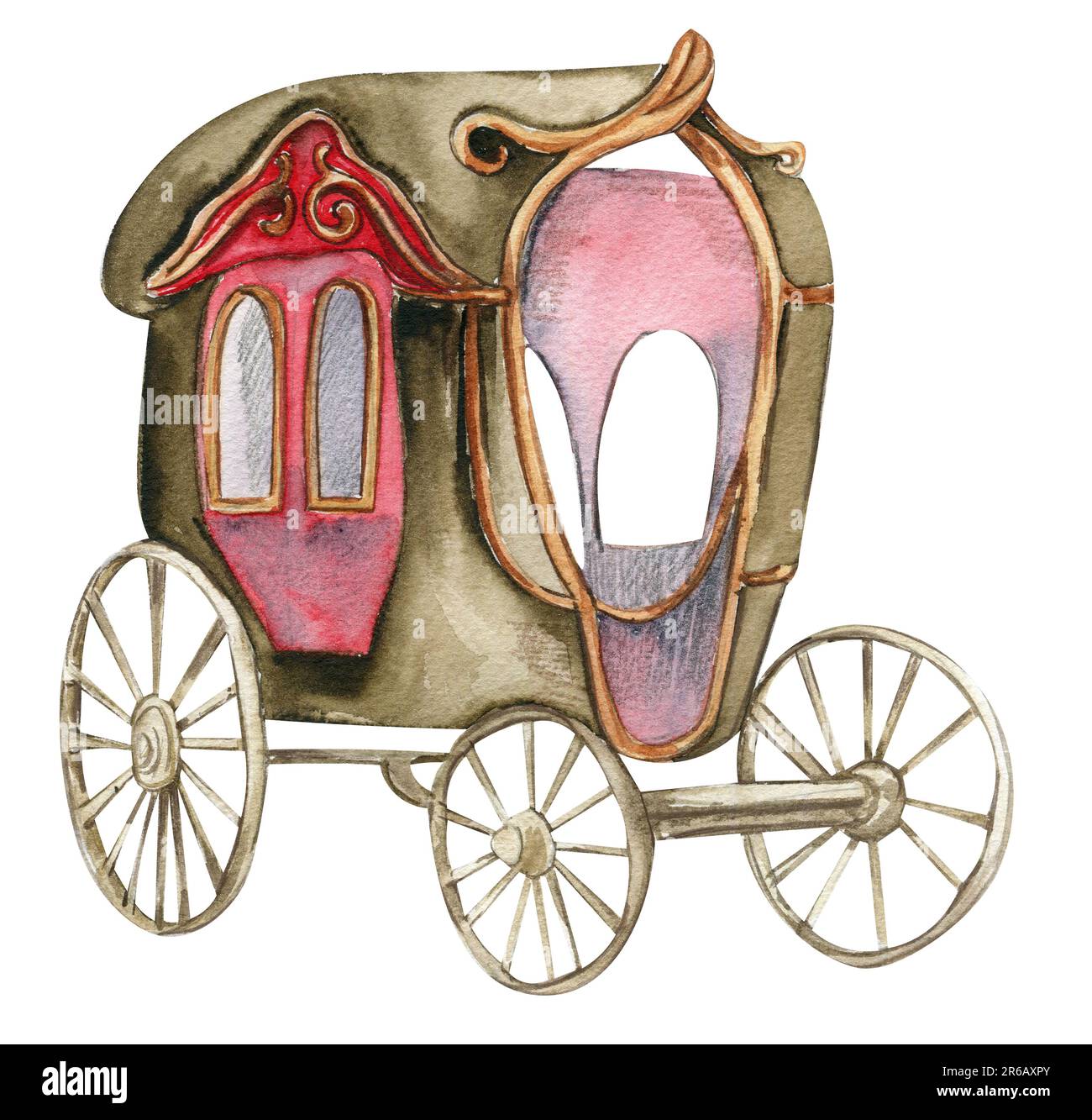 Magic coach for fairy. Watercolor hand drawn illustration . Perfect for ...