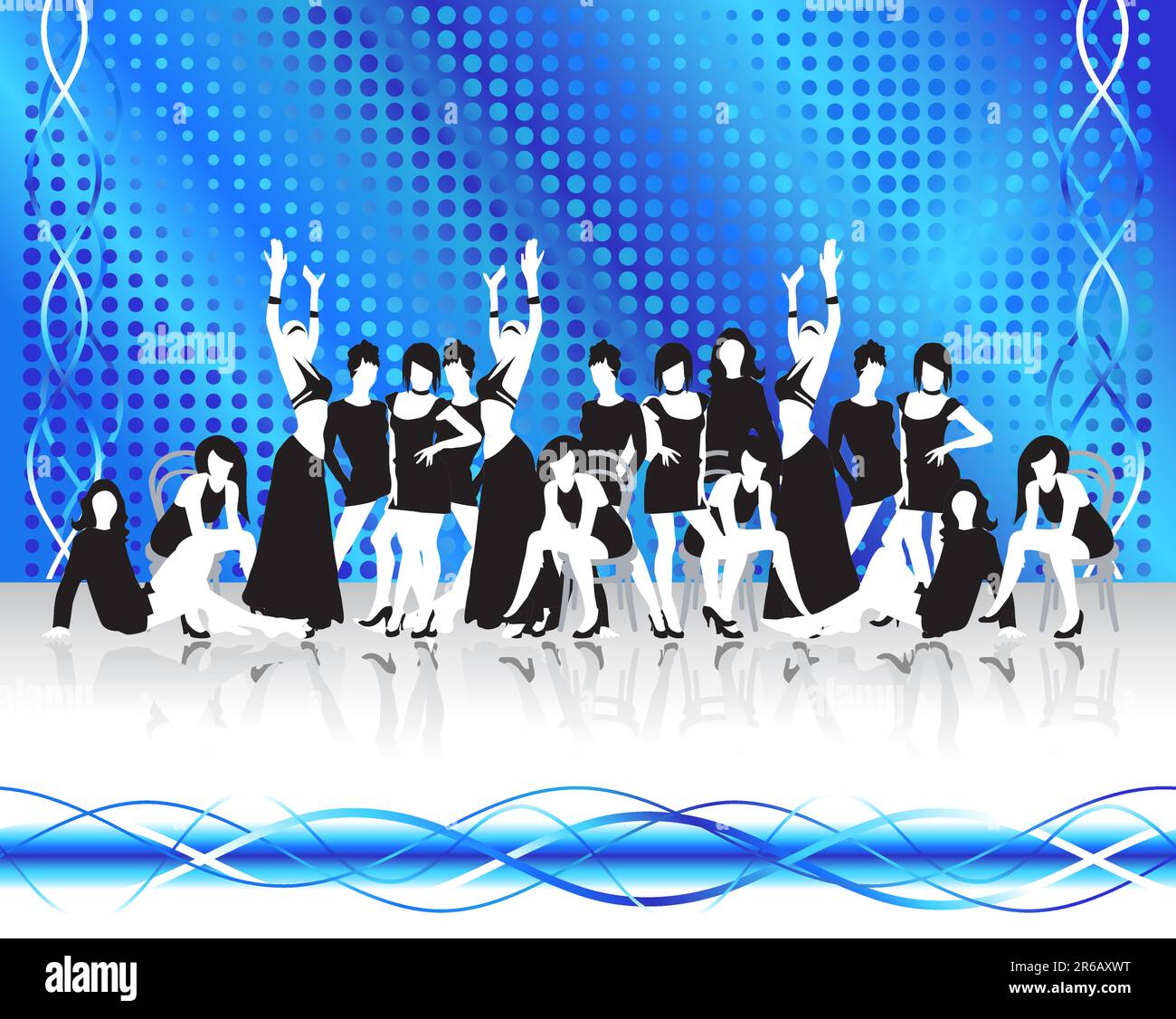 Fashion girls silhouettes, flowing background Stock Vector Image & Art ...