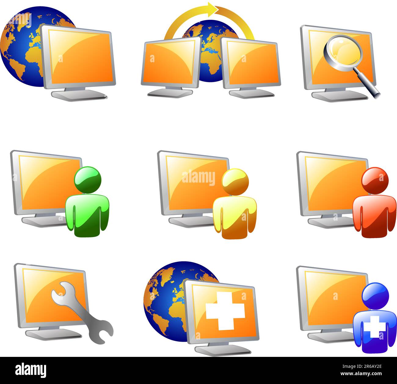 orange website and internet icon on white background Stock Vector Image ...