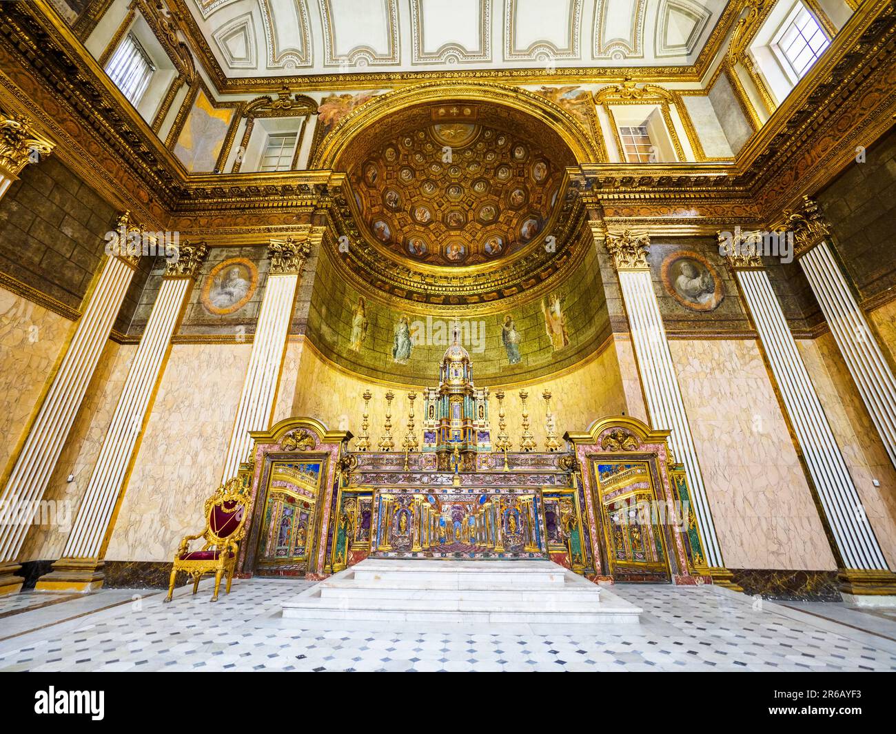 Empire and Neo-Byzantine style Apse in the Royal Chapel, dedicated to ...